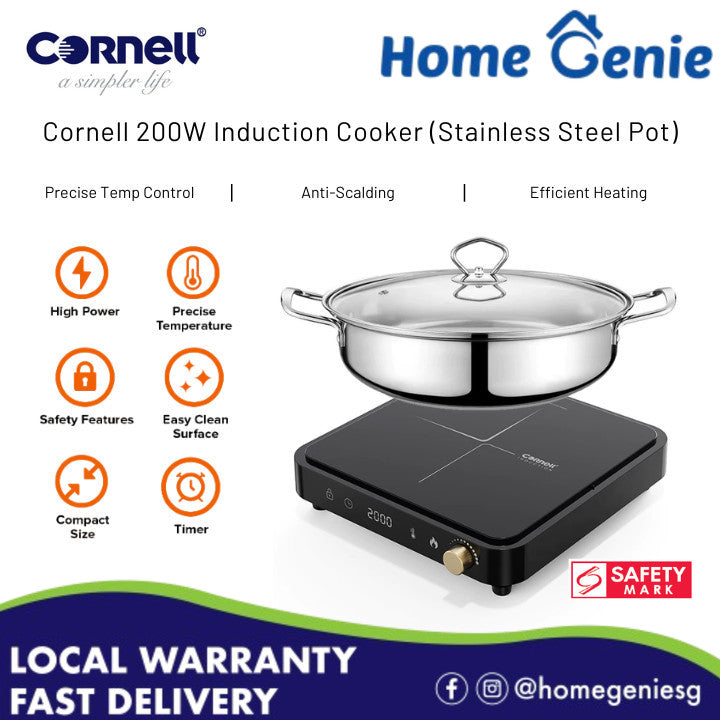 Cornell 2000W Induction Cooker with Premium Stainless-Steel Pot ...