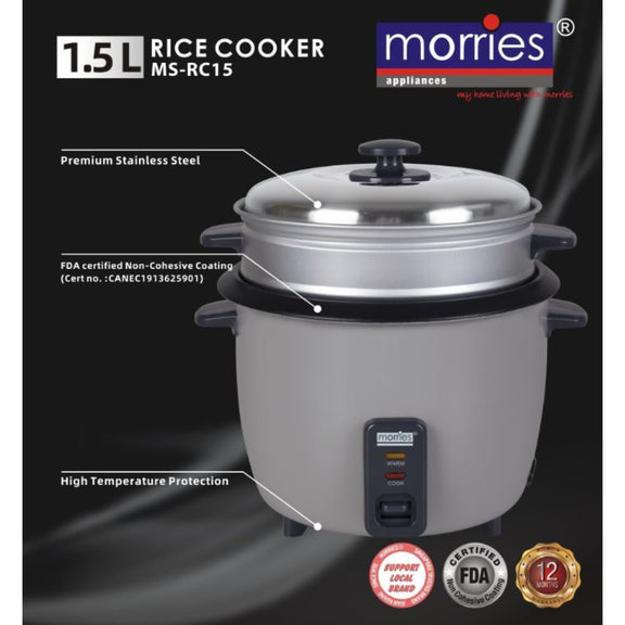 Morries 1.5 Traditional Rice Cooker with Steamer (MS-RC15) // 3-in-1 F ...