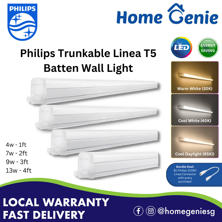 Philips Trunkable Linea LED Batten Wall Light / Cove light 4w/7w/9w/13 ...