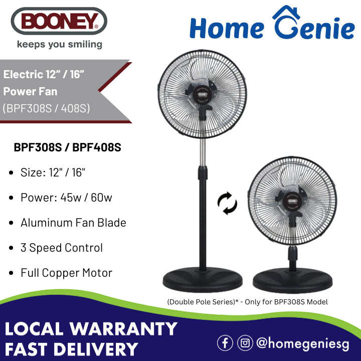Booney Power Stand Fan 12" / 16" (Double Pole Series/ Stand Series ...
